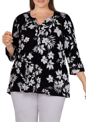 Ruby Rd Plus Size Floral Pleated Top | belk