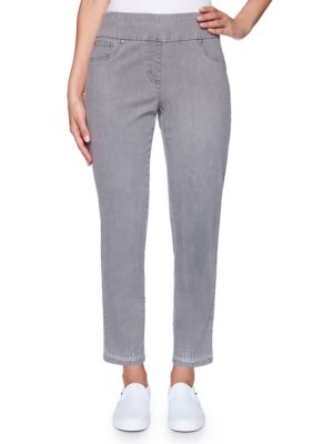 Ruby Rd Women's Instaglam Pull On Denim Pants with Embellished Hem | belk