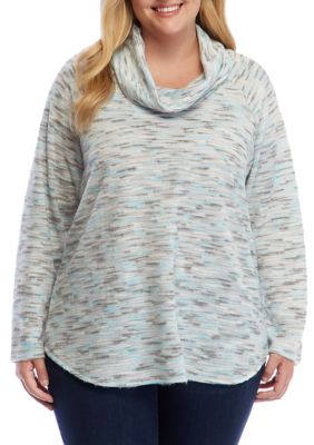 Ruby Rd Plus Size Instaglam Space Dye Cowl Neck Top | belk