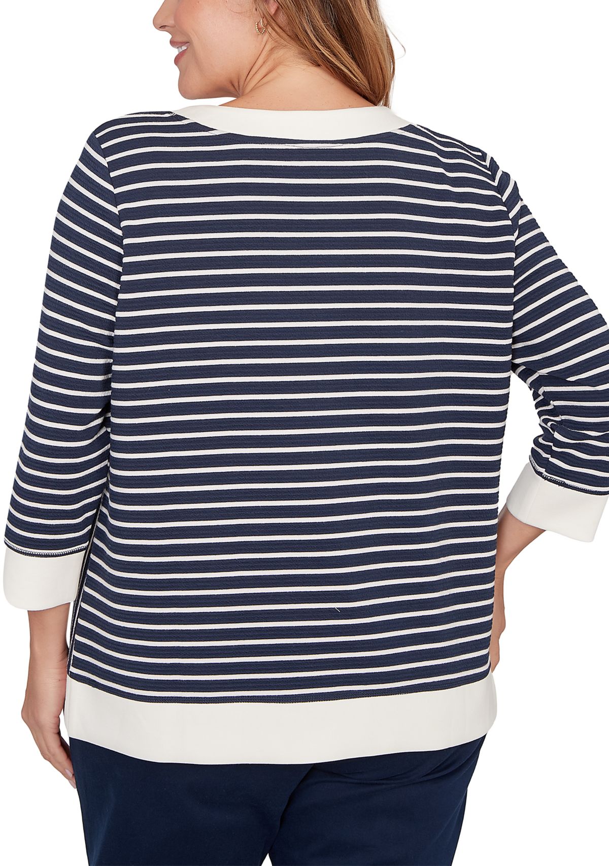 Ruby Rd Plus Size Striped Popover Pocket Top | Belk
