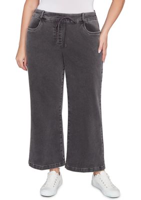 Ruby Rd Plus Size Drawstring Terry Denim Wide Leg Jeans | Belk