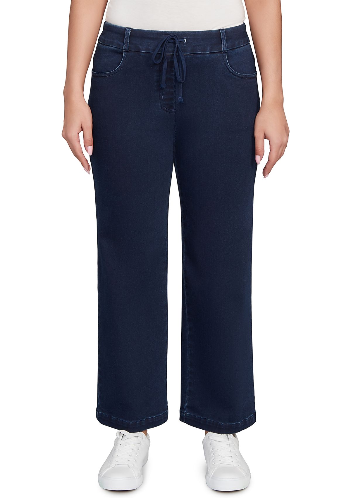 Ruby Rd Plus Size Drawstring Terry Denim Wide Leg Jeans | Belk