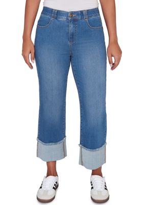 Ruby Rd Petite Comfort Waist Wide Leg Cropped Jeans | Belk