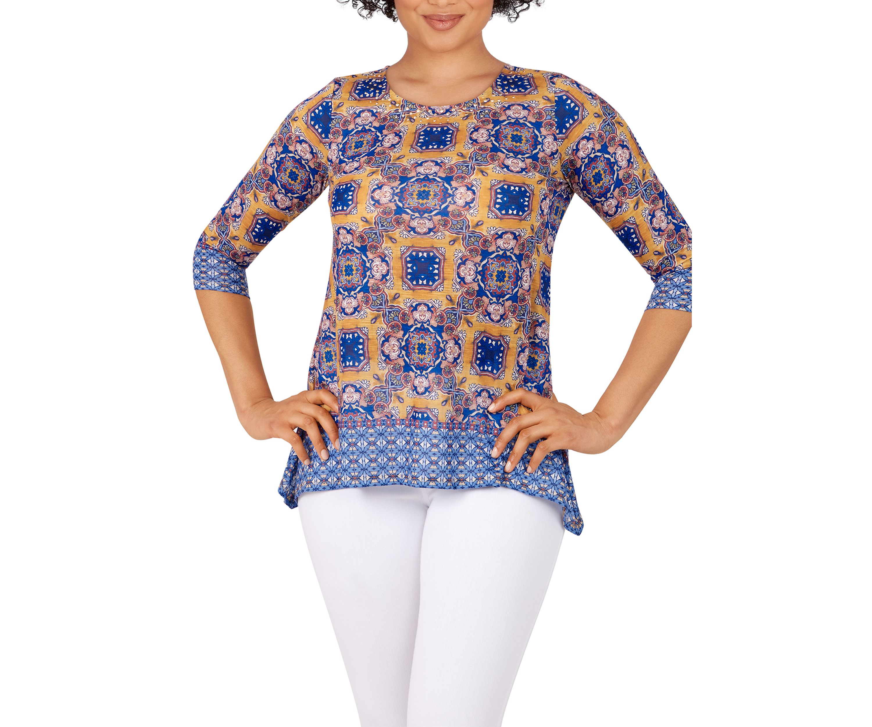Ruby Rd Women's Tile Border Sublimation Top | Belk