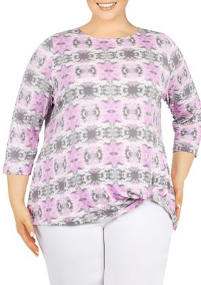 Ruby Rd Plus Size Tie Dye Twist Top | belk
