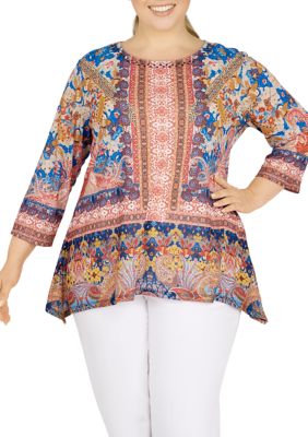 Ruby Rd Plus Size Mirror Print Sublimation Top | belk