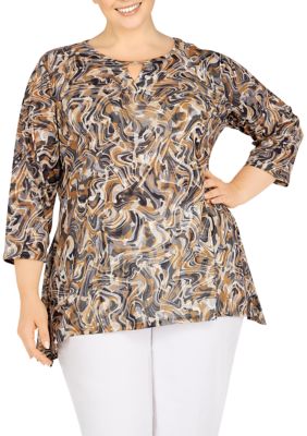 Ruby Rd Plus Size Marbled Sublimation Top | belk