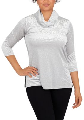 Ruby Rd Women's Embossed Velour Cowl Neck Top | belk