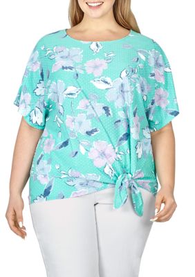 Ruby Rd Plus Size Side-Tie Swiss Dot Top | belk