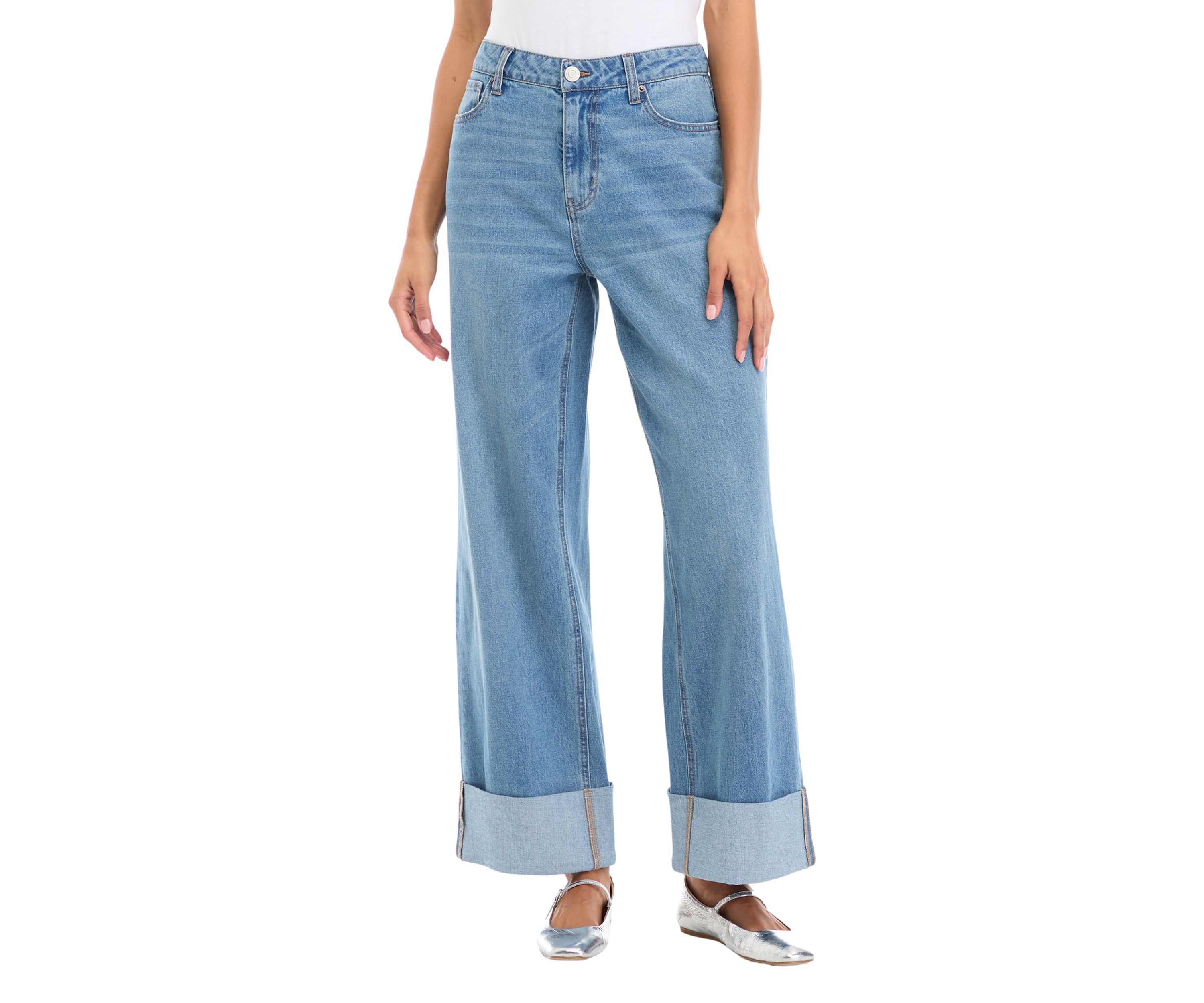 Vanilla Star Women's Cuffed Wide Leg Jeans | Belk