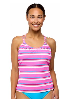 Athena Candy Stripe Third Eye Tankini Swim Top | belk
