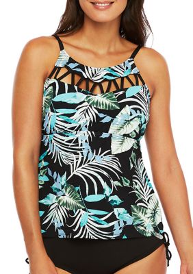 24th and Ocean Jungle Tropic High Neck Tankini Swim Top | belk