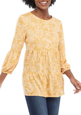 New Directions® Women's 3/4 Sleeve Hacci Knit Tiered Top | belk