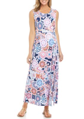 New Directions® Sleeveless Knot Front Printed Maxi Dress | belk