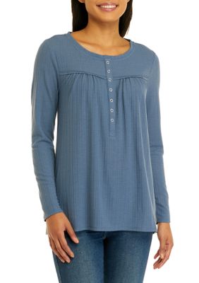 Wonderly Women's Long Sleeve Textured Henley Tunic | belk