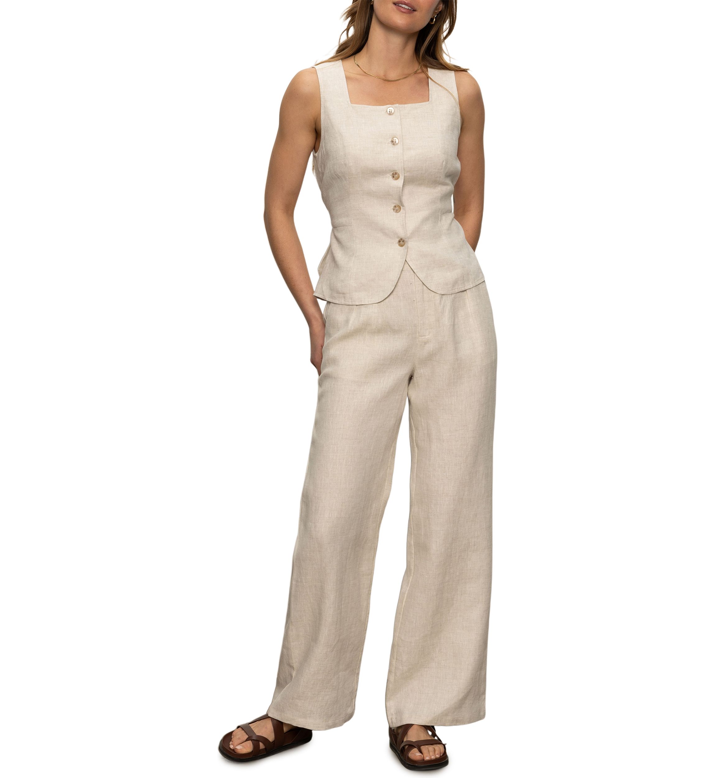 Sanctuary Women's Hopper Straight Leg Linen Trousers | Belk