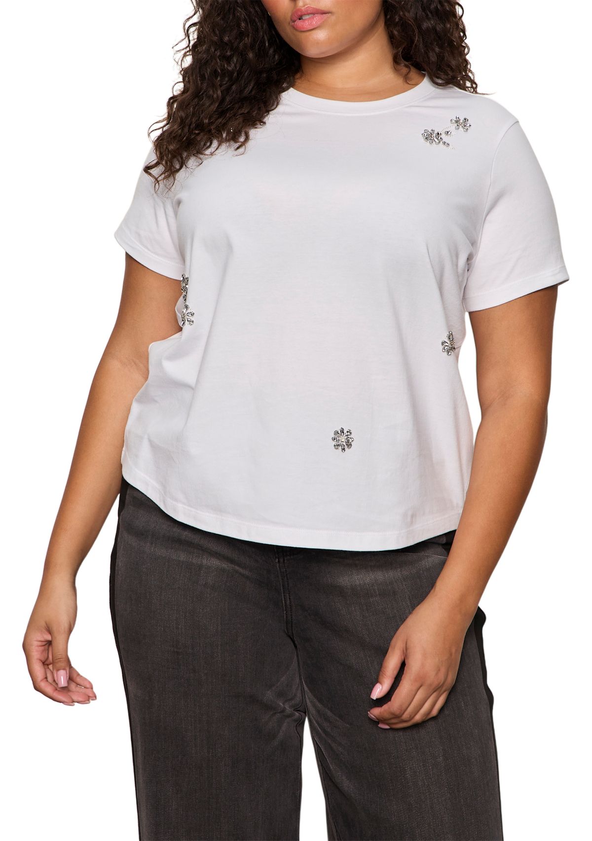 Sanctuary Plus Size Short Sleeve Embellished T-Shirt | Belk