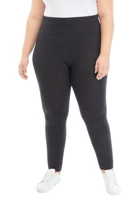 Wonderly Plus Size Heather Gray Fleece Lined Leggings | Belk
