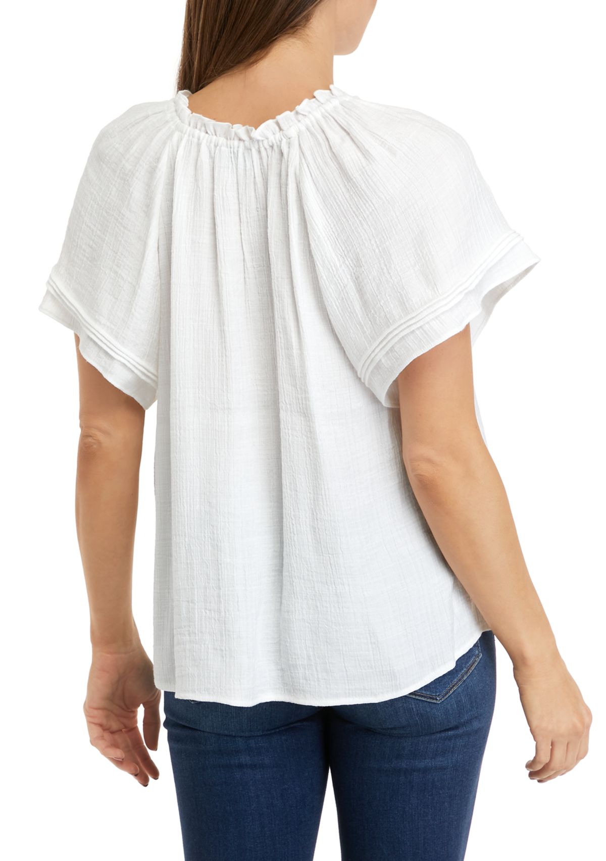 Wonderly Petite Linen Like Peasant Top | Belk