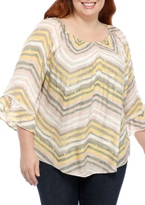New Directions® Plus Size Smocked Linen Like Blouse | belk