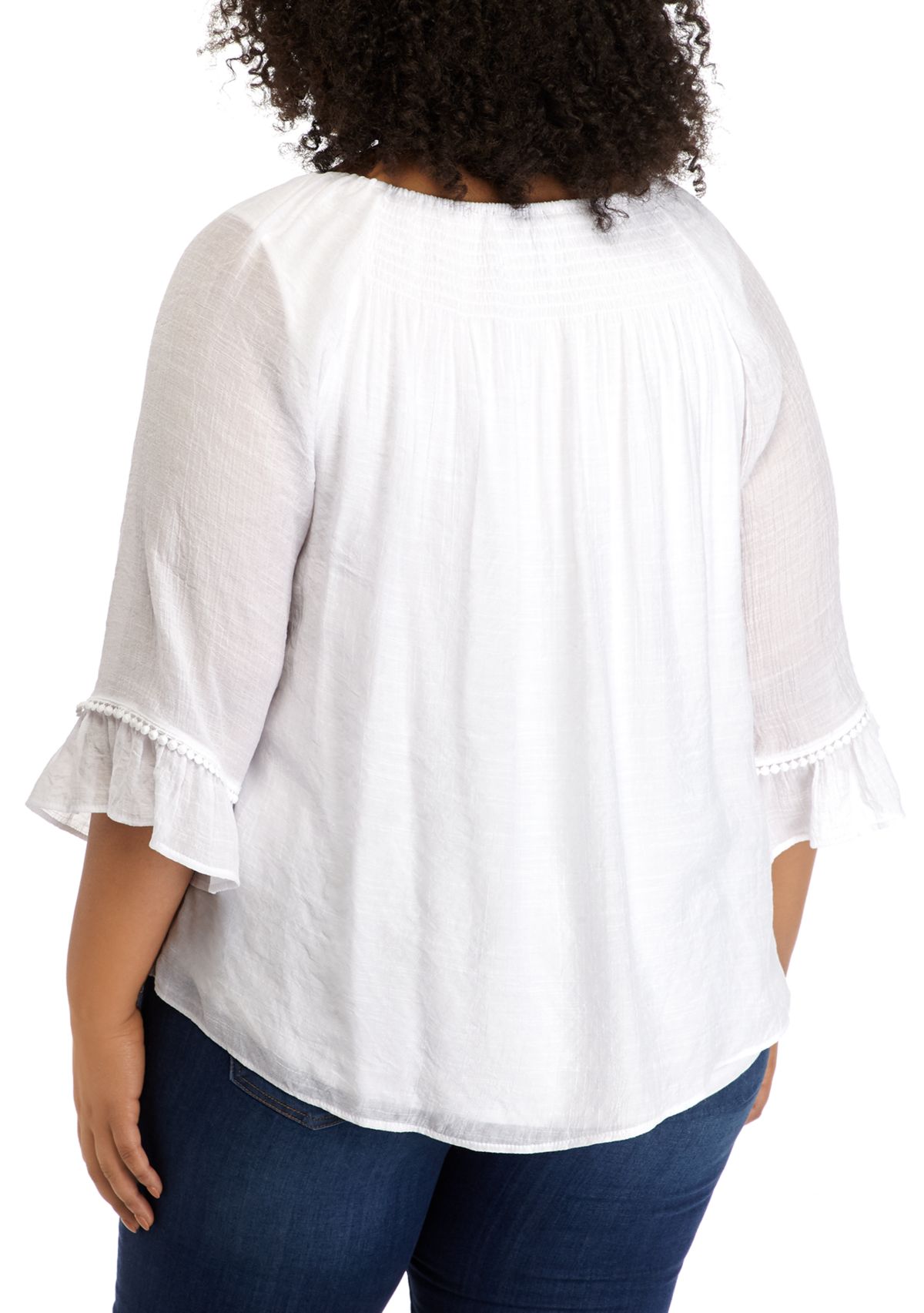 New Directions® Plus Size Smocked Linen Like Blouse | Belk