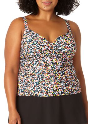 Anne Cole® Plus Size Confetti Me Underwire Surplice Tankini Swim Top | belk