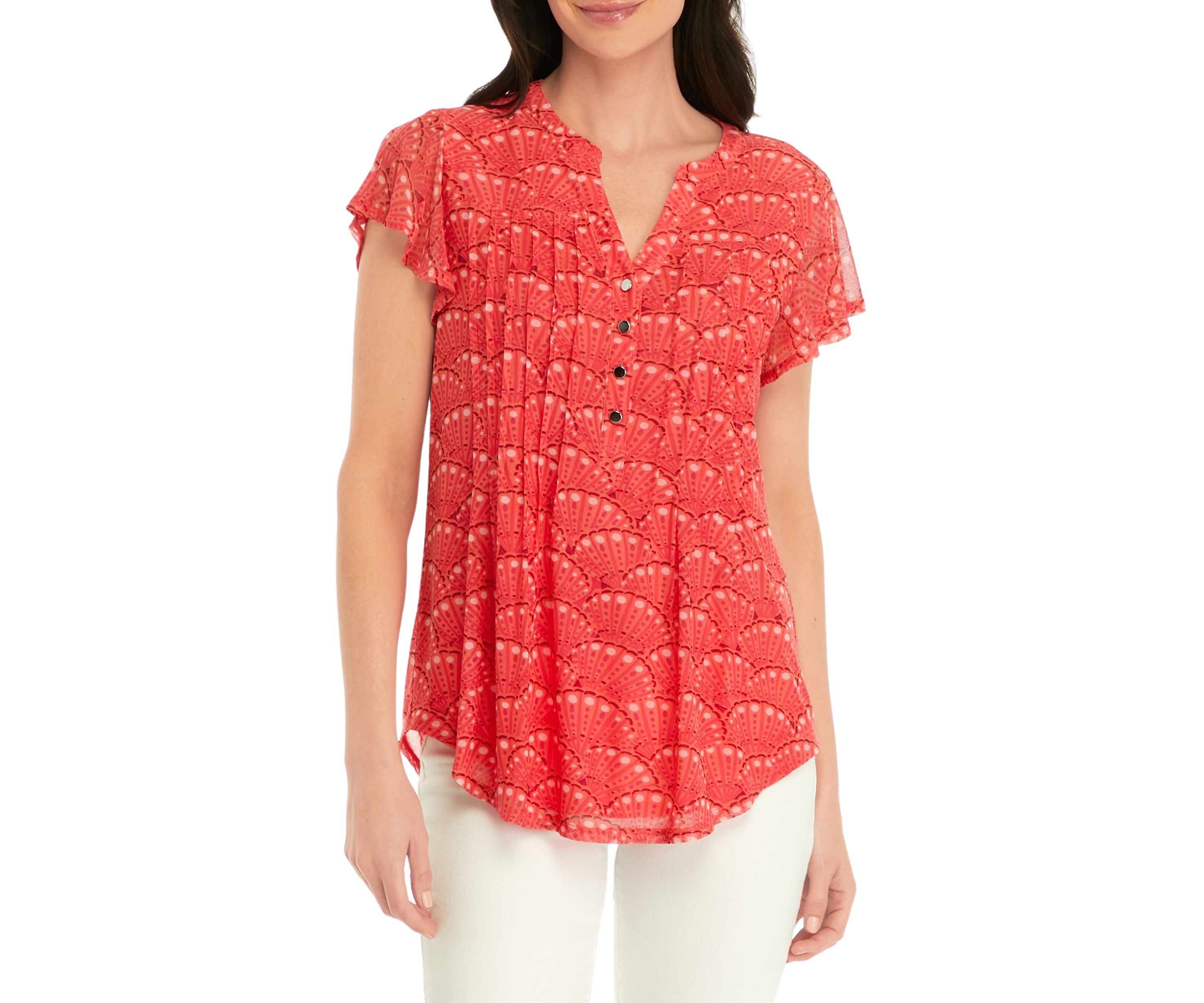 Kim Rogers® Women's Printed Mesh Knit Top | Belk