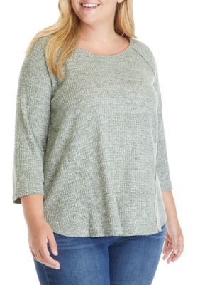 Wonderly Plus Size 3/4 Sleeve Knit Top | belk