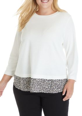 Kim Rogers® Plus Size Long Sleeve 2Fer Top | belk