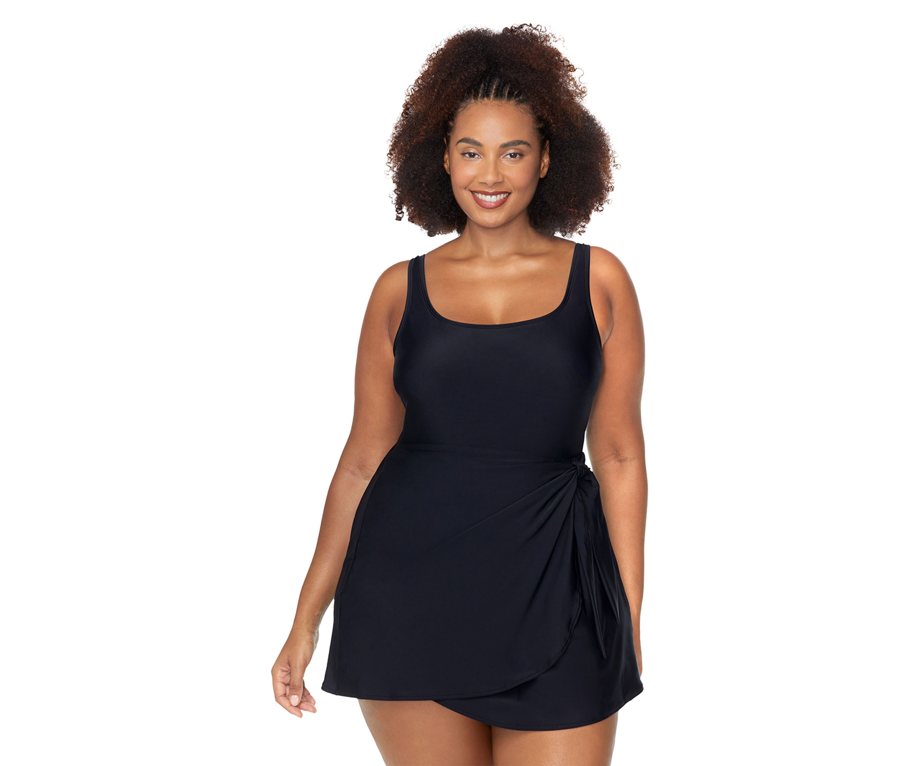 Raisins Curve Plus Size Solid Calabria Swim Dress | Belk