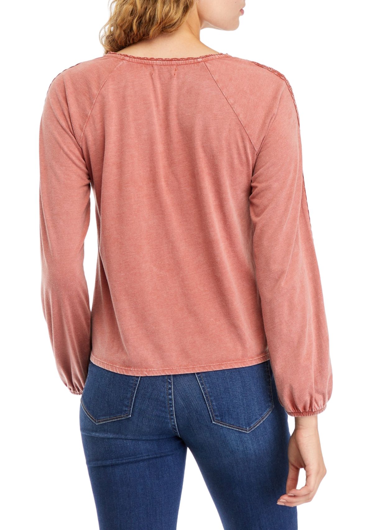 TRUE CRAFT Crochet Inset Peasant Top | Belk