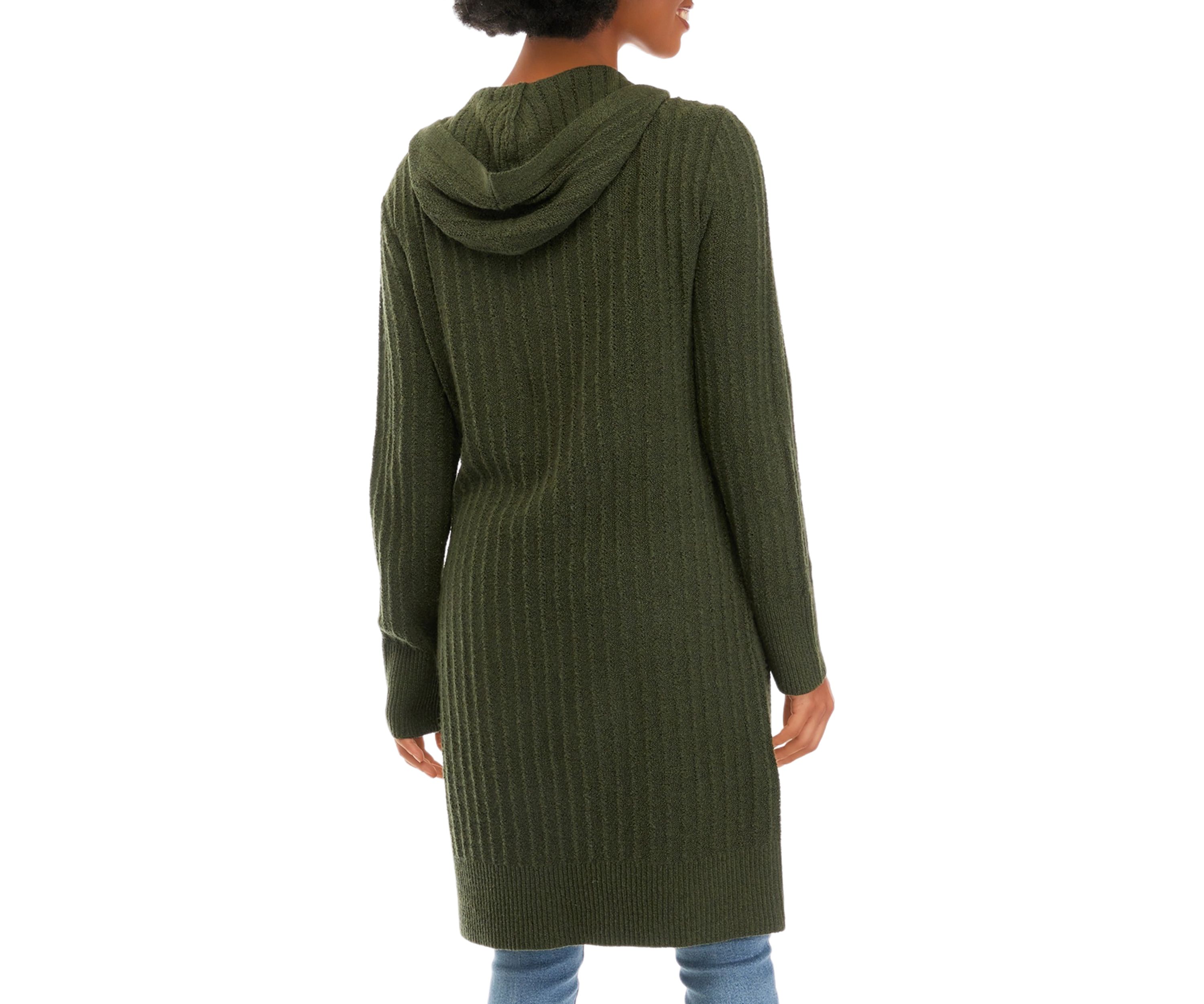 TRUE CRAFT Hooded Ribbed Knit Duster Sweater | Belk