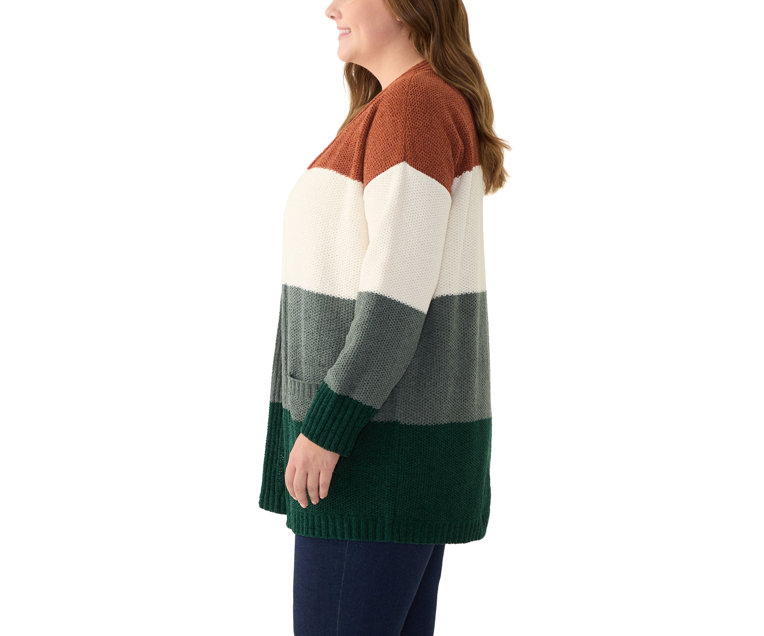 OLIVE + OAK Plus Size Color Block Cardigan | Belk