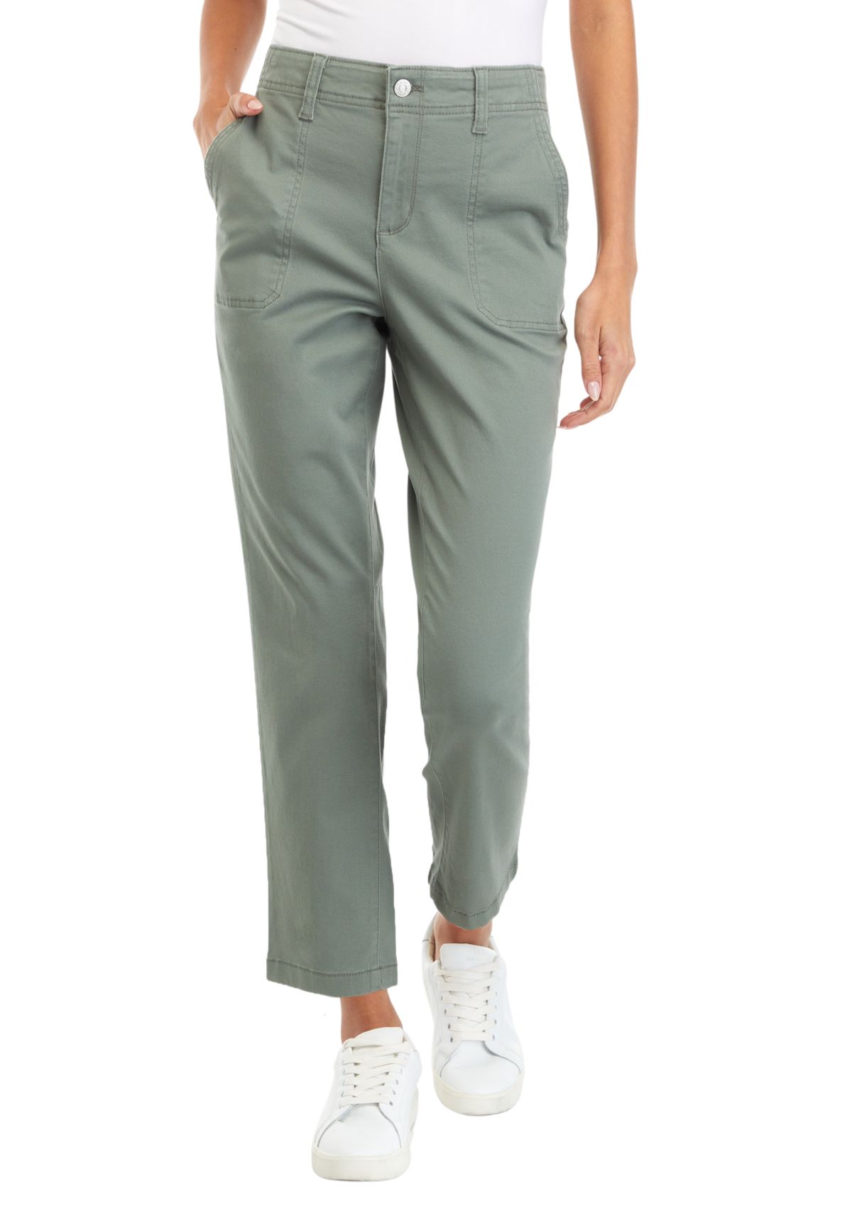 Wonderly Petite High Rise Slim Straight Utility Pants | Belk