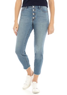 New Directions® Women's Button Fly Skinny Ankle Jeans | belk