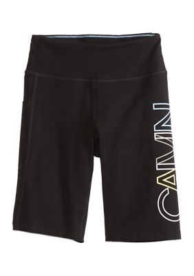 CK Performance Overlap Logo High Waist Biker Shorts | belk