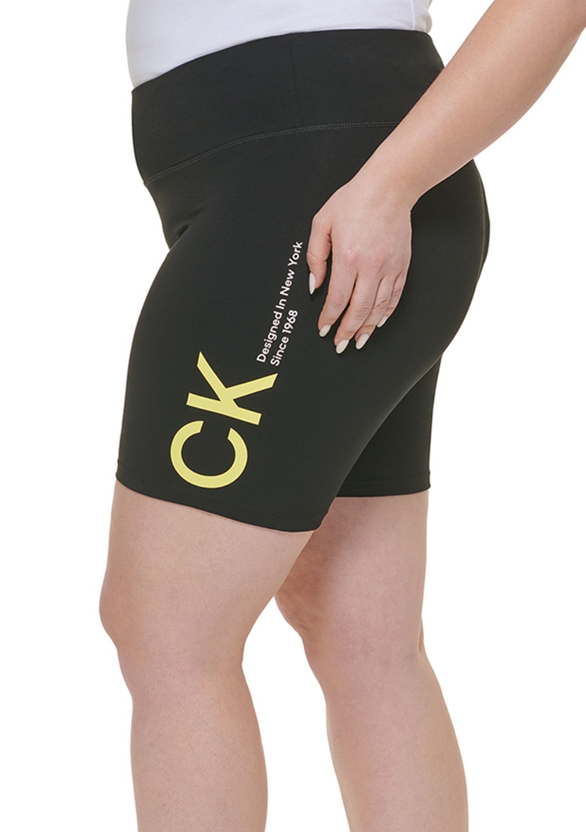 CK Performance Plus Size 7" High Waist Logo Bike Shorts | Belk