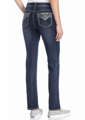 New Directions® Weekend Rhinestone Stitch Straight Leg Jeans | belk