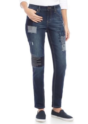 New Directions® Rip and Repair Embroidered Patch Skinny Jeans | belk