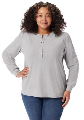 Gloria Vanderbilt Plus Size Fatima Waffle Knit Henly Top | Belk