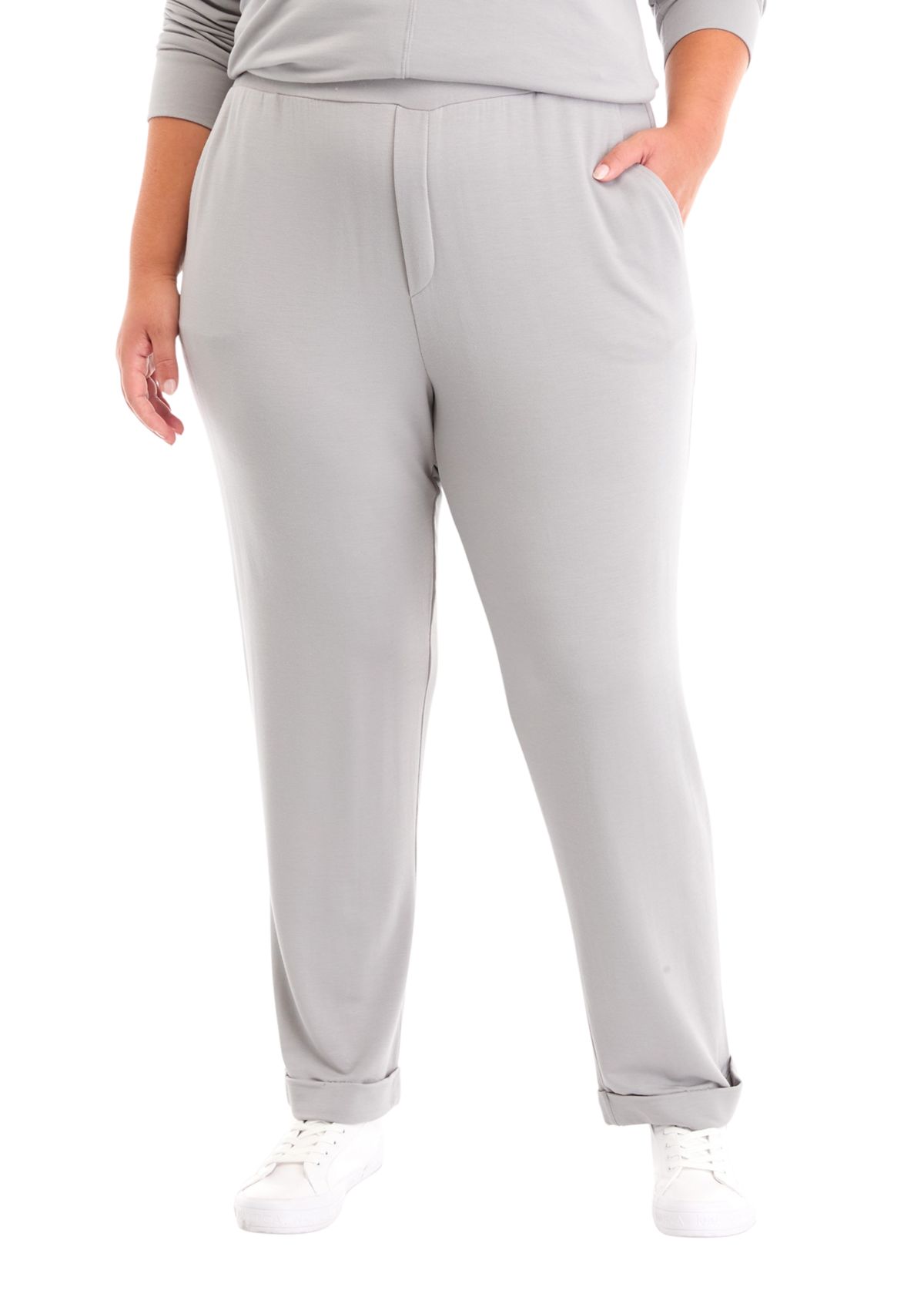 Spense Plus Size Terry Roll Cuff Trouser Pants | Belk