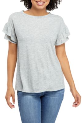 Crown & Ivy™ Women's Ruffle Sleeve Heather Top | belk