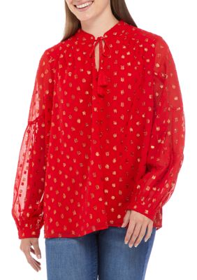 Crown And Ivy™ Womens 3 4 Sleeve Split Neck Peasant Top Belk