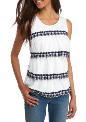 Crown & Ivy™ Knit and Woven Tier Top | belk
