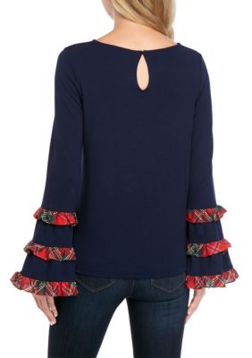 Crown & Ivy™ Long Ruffle Bell Sleeve Top | belk