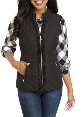 Crown & Ivy™ Sleeveless Ruffle Puffer Vest | belk