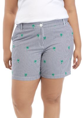 Crown & Ivy™ Plus Size Embroidered 5 Inch Shorts | belk