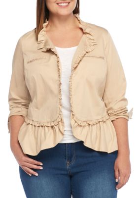 Crown & Ivy™ Plus Size Ruffle Trim Jacket | belk