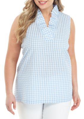 Crown & Ivy™ Plus Size Sleeveless Ruffle Neck Top | belk