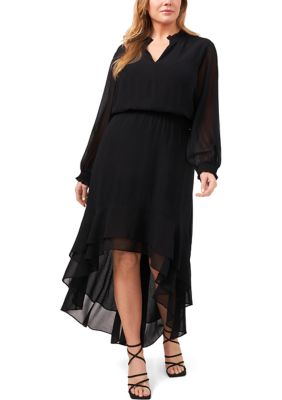 1.State Plus Size Long Sleeve V-Neck High Low Dress | belk